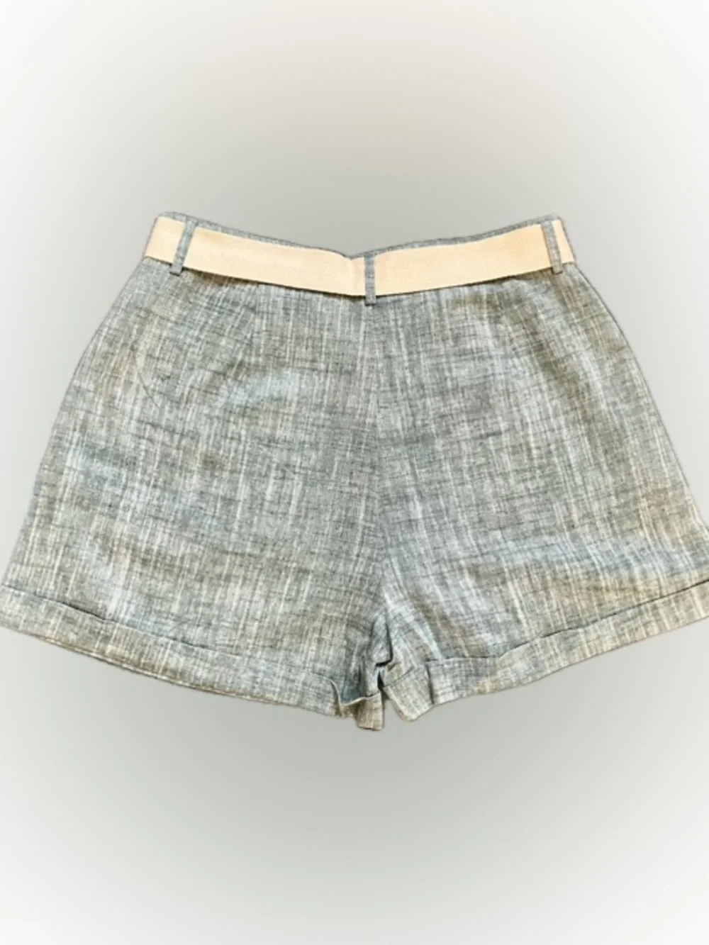 easel | Shorts | Easel Green Heathered Linenblend Shorts With Natural ...